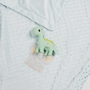 Lil' Llama Baby Teething Toys, Dinosaur Teether for Toddler & Baby Boys and Girls, 100% Natural Rubber Squeaker, BPA-Free, Soothe Sore Itchy Gums & Teething Pain (Dinosaur)