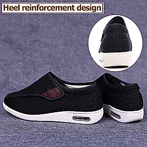 W&LESVAGO Women Extra Wide Width Diabetic Edema Shoes, Lightweight Breathable Adjustable Closure Walking Sneakers Easy On/Off(8#, Black)