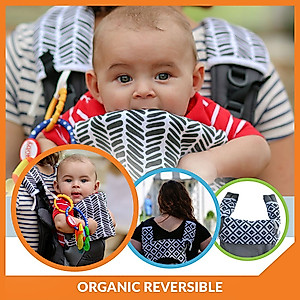 Drool & Teething Pad | Fits All Carriers | Reversible Organic Cotton 3-Piece Set - Ideal for Infant Toddler Girls & Boys [Patent Pending]