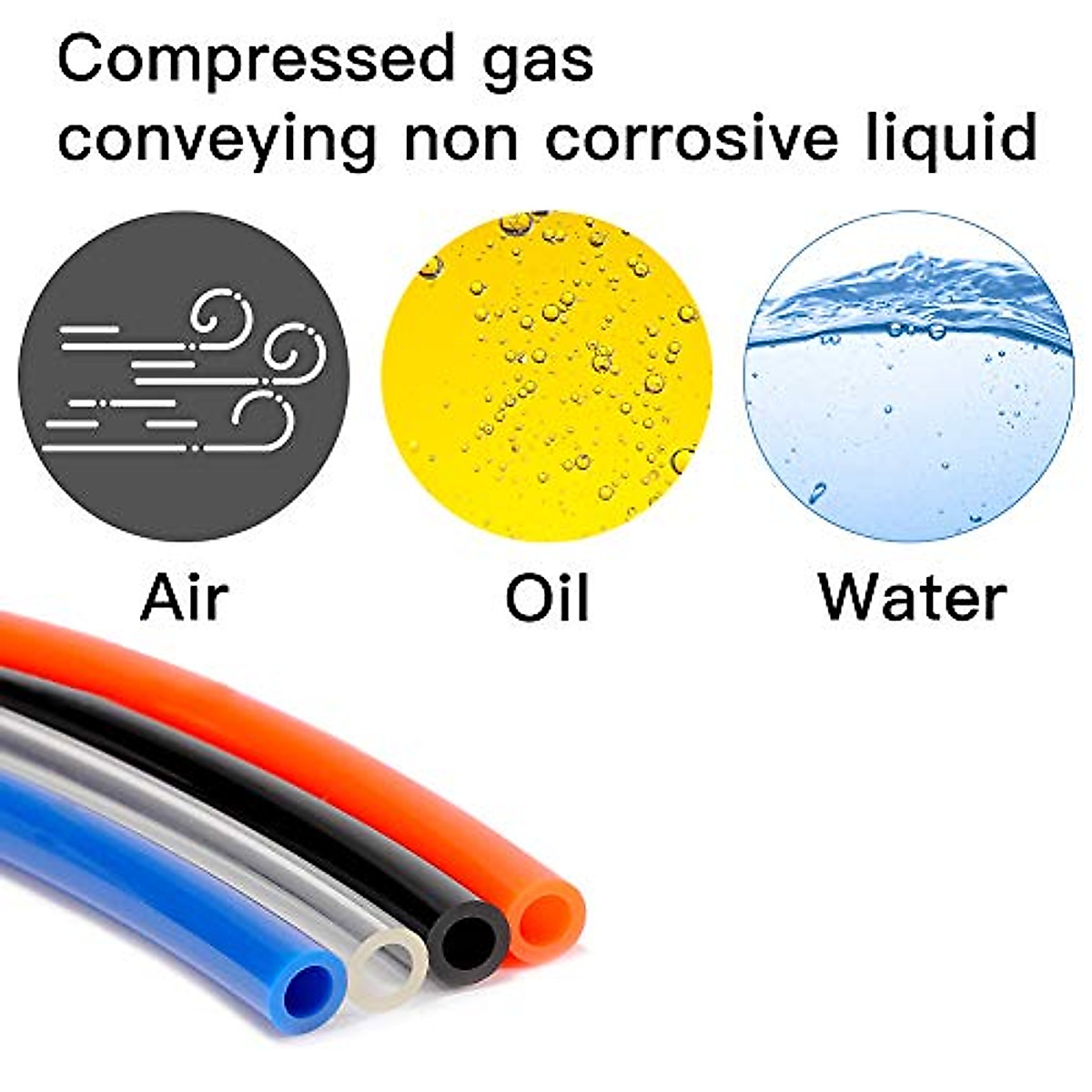 Quickun Pneumatic Tubing 5/32" Tube OD PU Polyurethane Tube Air Hose Line for Air Compressor Fitting or Fluid Transfer (Black 32.8ft)