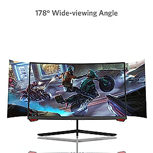 Fiodio 24'' 165Hz Refresh Rate Curved Monitor Full HD 1080P with HDMI Display Ports, VESA Compatible, Free-Tearing Eye Care Monitor for Home Office and Gaming (DP Cable Included)