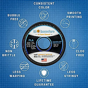 3D Innovators 3D Printer PLA Filament, 1.75mm, 1KG/2.2LB, Dimensional Accuracy +/- 0.02 mm (Real Purple)