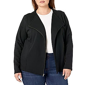 The Drop Women's @caralynmirand Long Sleeve Knit Moto Jacket, Black, M