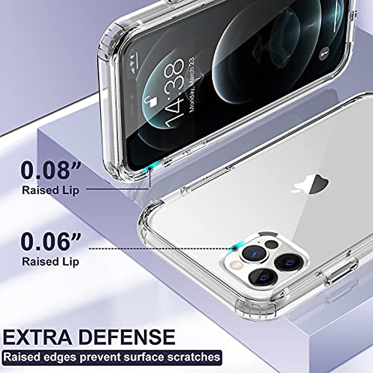 DorisMax iPhone 12 Pro Max Case,with [2 x Glass Screen Protector],Crystal Clear TPU Cover+Hard PC Bumper,Military Grade Shockproof Protective Phone Case for Apple iPhone 12 Pro Max 6.7" Clear