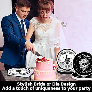 Bride or Die Bachelorette Party Decorations Tableware Set, Till Death Let's Party Plates and Napkins for Bridal Shower Halloween Bachelor Birthday Party Supplies Serves 24 People