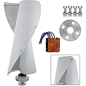 TBVECHI Wind Power Turbine Generator-400W 12V DC Vertical Wind Power Turbine Generator-White Wind Power with Charge Controller-Vertical Axis Wind Turbine with Low Speed Starting