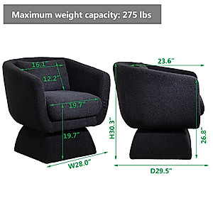 Vliekcy Swivel Accent Chair, Modern Curved Back Accent Sofa with Pillow, 360 Degree Swivel Single Sofa Armchair for Home Living Room Bedroom Office - Black