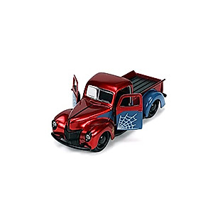 Jada Toys Marvel 1:32 1941 Ford Pickup Die-cast Car & 1.65" Proto-Suit Spider-Man Die-cast Figure, Toys for Kids Ages 8+