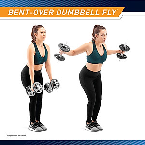 Marcy 14” Adjustable Chrome Threaded Dumbbell Handles for Standard Weight Plates with 1” Diameter Center TDH-14.1