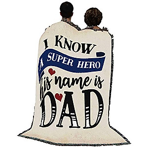 Pure Country Weavers I Know a Super Hero Name Dad Blanket - Gift Tapestry Throw Woven from Cotton - Made in The USA (72x54)