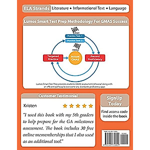 Georgia Milestones Assessment System Test Prep: Grade 5 English Language Arts Literacy (ELA) Practice Workbook and Full-length Online Assessments: GMAS Study Guide (GMAS by Lumos Learning)