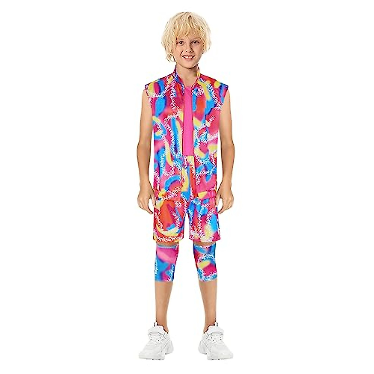 Ruleewe Kids Ken Costume for Boys Girls Doll Movie 2023 Cosplay Clothing Outfit 80s Tracksuit Halloween Casual Suits (Boy, 120)