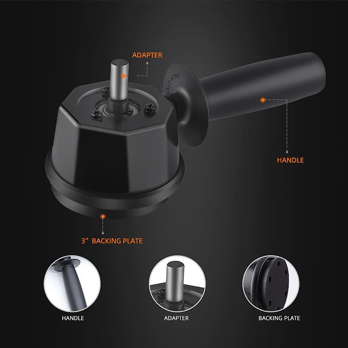 Dual Action Power System Tool, Forced Dual Action Polisher Adapter Detailing Tool with 3Pcs Polishing Pads For Cordless Drill for Car Polishing, Buffing, Waxing and Compounding -DAPSTS3