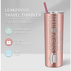 Personalized Graduation Tumbler Graduation Gifts for Her Him Custom Senior 2025 Tumbler with Name Class of 2025 Gift Senior 2025 Tumbler with Lids and Straws Senior Night Gifts 20 oz Insulated Cup