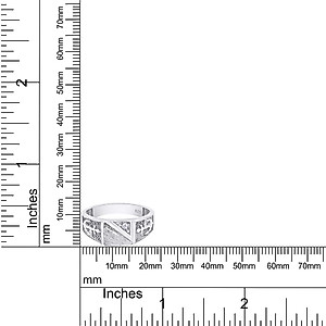 AFFY Two Tone Cubic Zirconia Signet Ring 14k White Gold Over 925 Sterling Silver, Ring Size 13