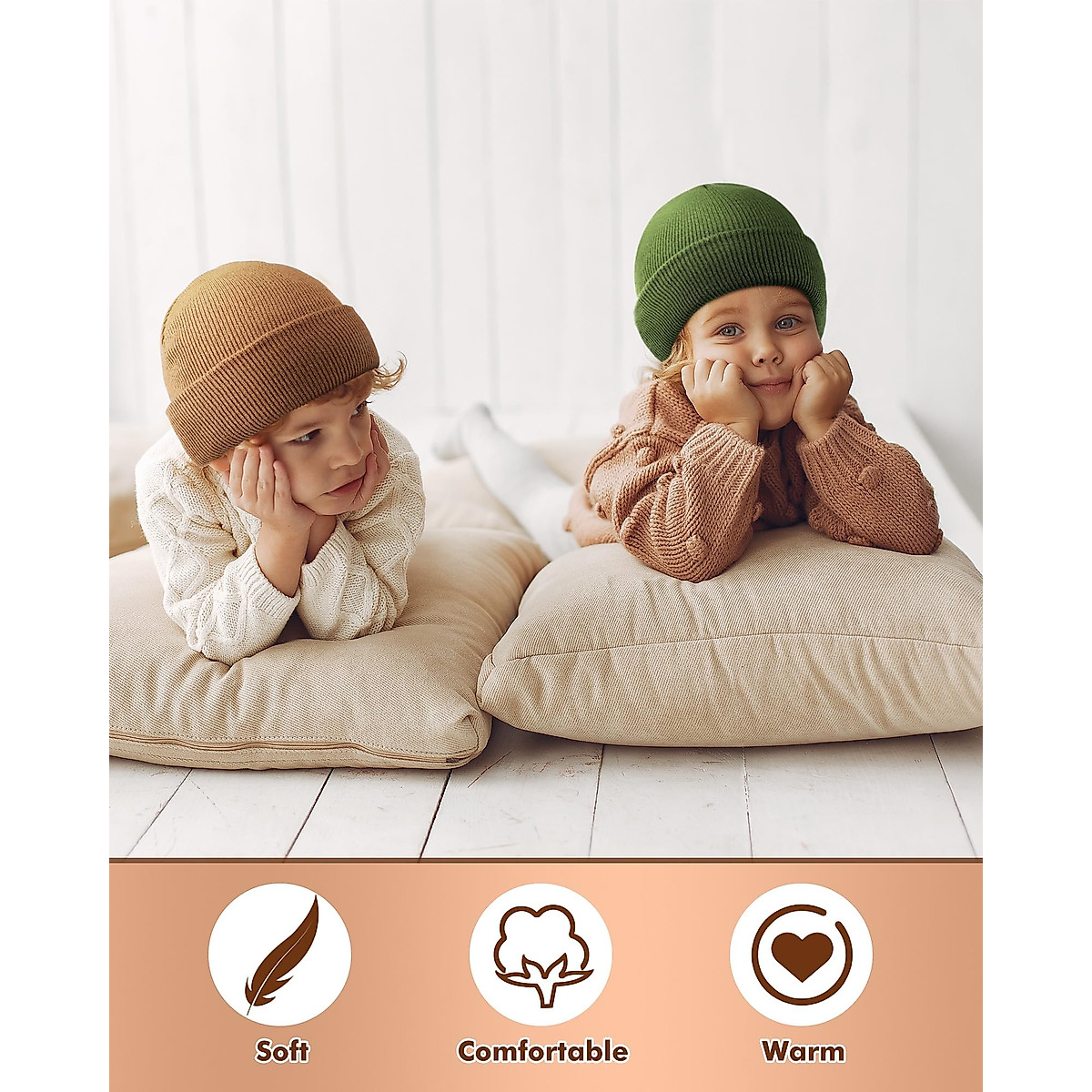 Liitrsh Pack of 6 Winter Baby Beanies Soft Warm Newborn Toddler Infant Cute Knit Baby Hats for Boys Girls Kids(for 1-3 Years Old)