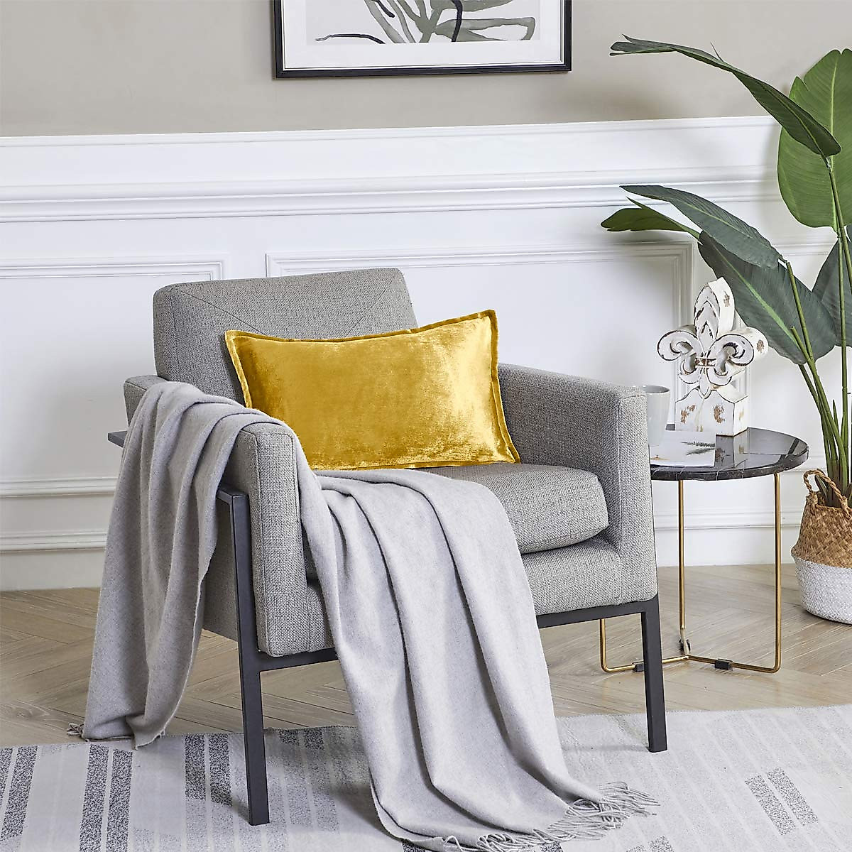 GIGIZAZA Gold Velvet Decorative Lumbar Throw Pillow Covers 12x20 Oblong Couch Sofa Pillow Covers Pack of 2