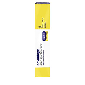 Clean & Clear Advantage Acne Spot Treatment Gel Cream, 2% Salicylic Acid Acne Medication, Witch Hazel, Oil-Free Gel Pimple Cream for Adults & Teens, Salicylic Acid, 3 x.75 Fl. Oz