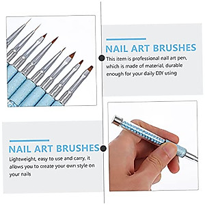 minkissy 8pcs Set Nail Art Brush Set Finger Nail Kit Diamond Kits Nail Kit Acrilic Nail Kit Para Uñas Acrilicas Nail Drawing Pen Nail Painting Tools 3d Gradient Acrylic Blue