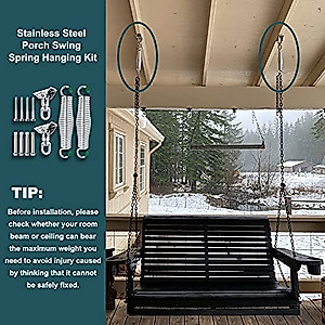 Porch Swing Hanging Spring Kit, Load 1600 lbs, 360 Rotating, Stainless Steel Heavy Duty Hanger Spring for Porch Swing, Hammocks, Swing Chair, Sandbags, Yoga, etc. [2 Sets]