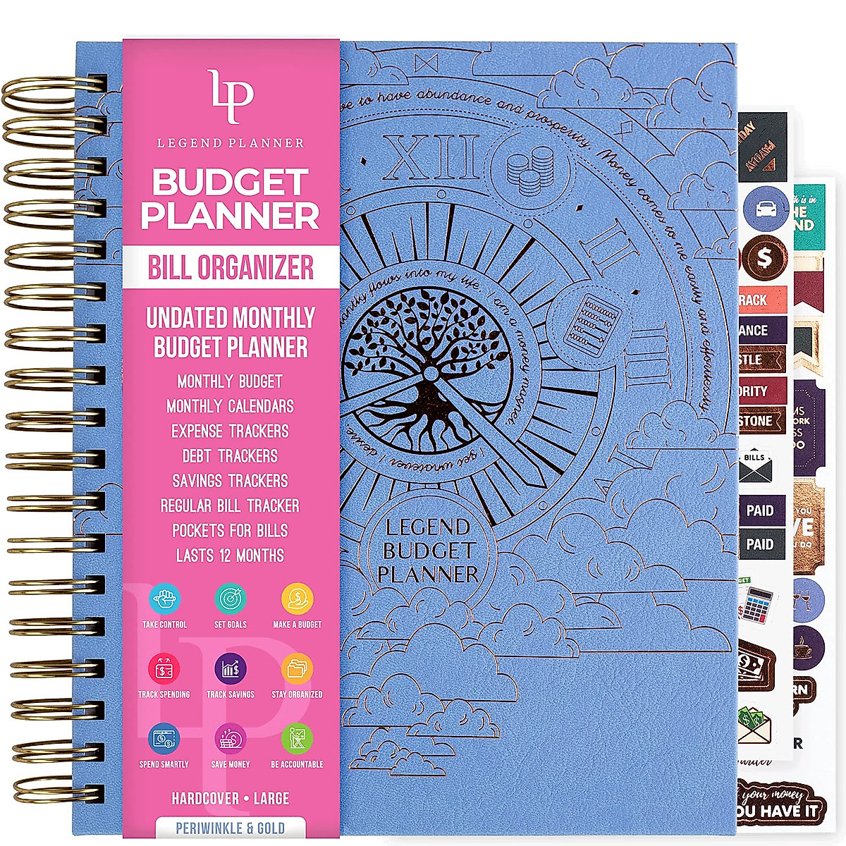 Legend Budget Planner & Monthly Bill Organizer with Pockets – Home Finance Book with Bill Payment & Expense Trackers – Financial Notebook for Household Budgeting & Money Management - Large, 8x9.5”,