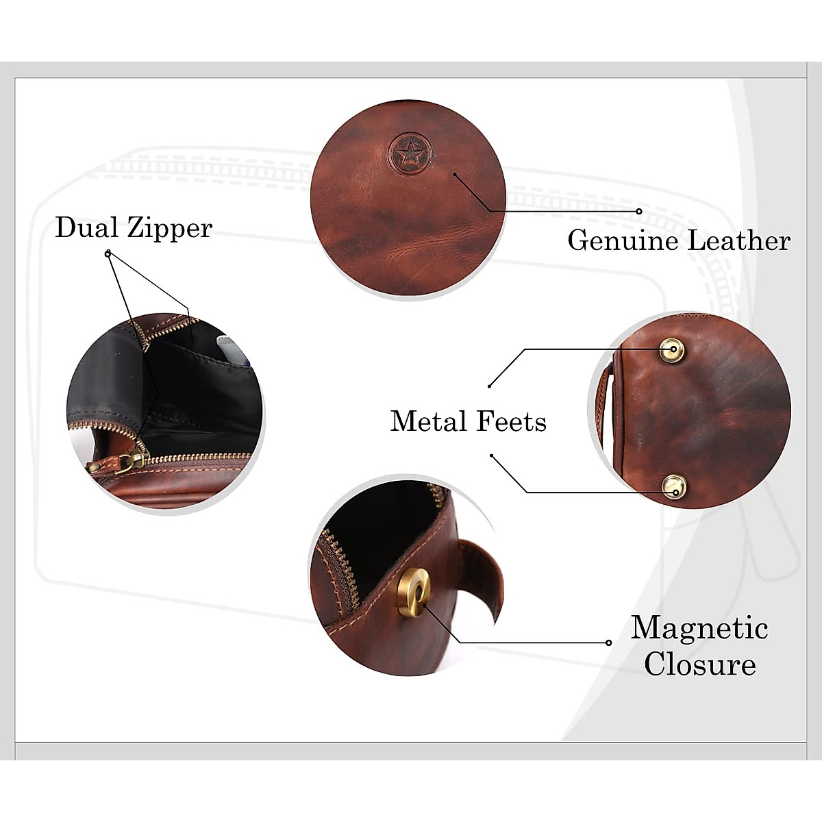 10" Premium Leather Toiletry Travel Pouch With Waterproof Lining | King-Size Handcrafted Vintage Dopp - Kit By Aaron Leather Goods (Dark Brown)