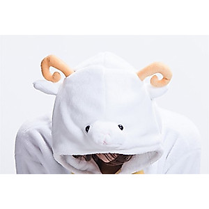 Sheep Kigurumi Cosplay Halloween Romper Soft Cozy Jumpsuit Costume L White