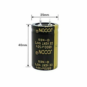 2PC 50v 6800uf JCCON Black Gold Audio Amplifier Filter Capacitor 25x40