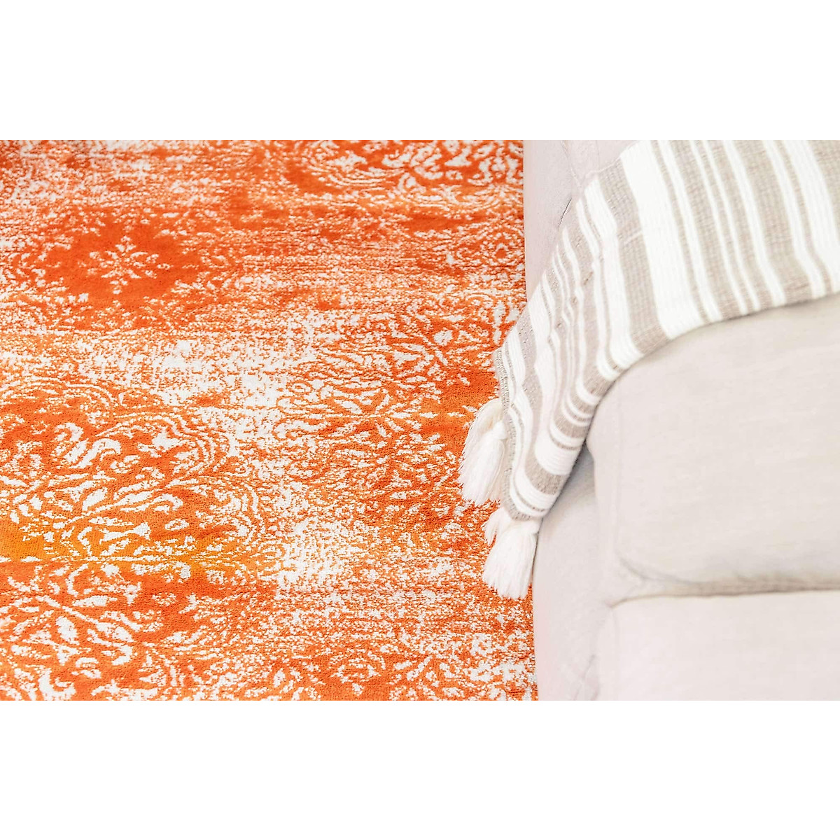 Unique Loom Sofia Collection Area Rug - Grand (7' 10" x 10' Rectangle, Orange/ Ivory)