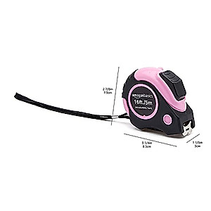 Amazon Basics Tape Measure - 16 Feet, Pink