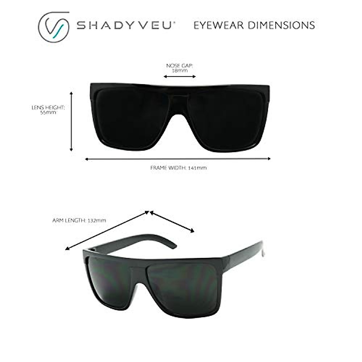 ShadyVEU Super Dark Round Sunglasses UV400 Casual Blacked Out 80's Retro Shades (Glossy Black Flat Top Frame, Dark Black)