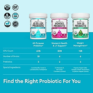 Physician's CHOICE Probiotics 60 Billion CFU - 10 Diverse Strains Plus Organic Prebiotic, Designed for Overall Digestive Health and Supports Occasional Constipation, Diarrhea, Gas & Bloating