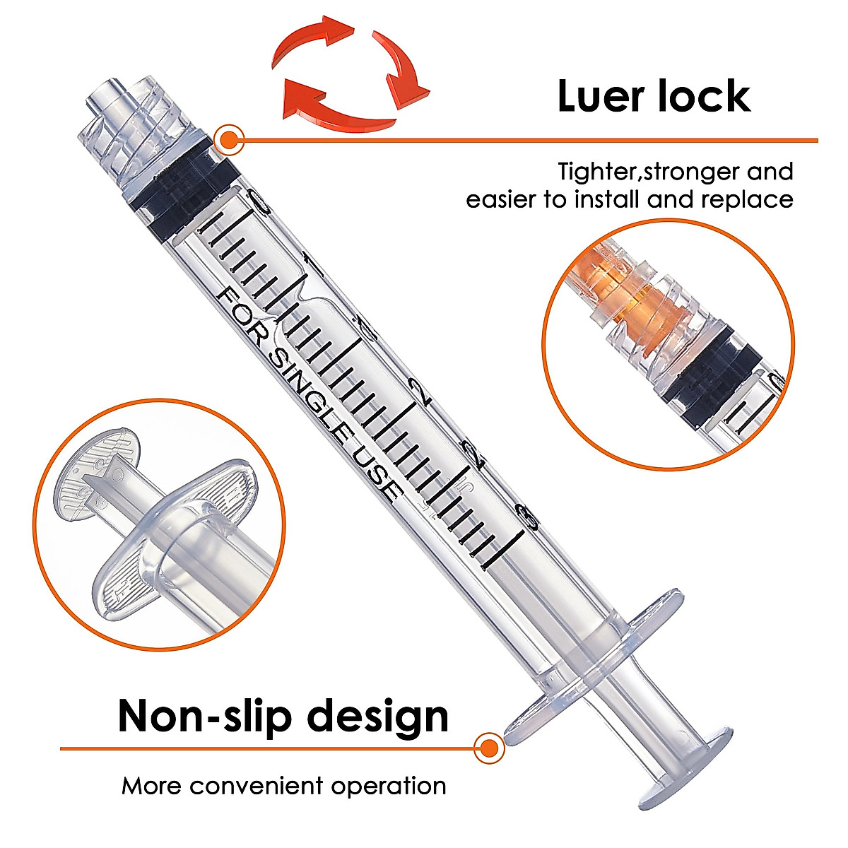 Hyinghw 3ml/cc Luer Lock with 25Ga 1inch Individual Wrapped Pack of 50