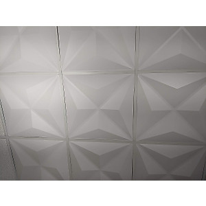 3Drop 3D Drop Ceiling and Wall Tiles – Ultra-Thin 2x2 Lay-in Matte White PVC for 24” x 24” Ceiling Grid System (10-Pack, 3DTC24)
