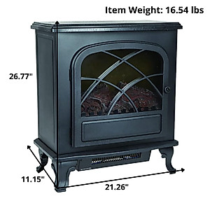 Infrared Electric Fireplace Stove Heater with Remote - L21.26 x W11.15 x H26.77 hes, Black