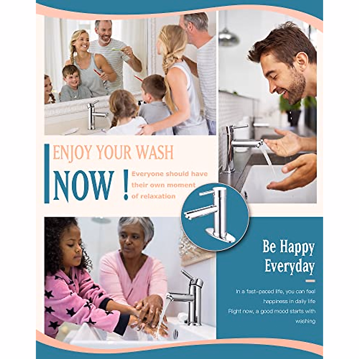 KUZOR Bathroom Faucets 1 or 3 Hole Single Handle Bathroom Sink Faucet Solid Brass Chrome Bathroom Faucet with Optional Deck Plate 4 Inch Centerset Pop Up Drain and Water Supply Hoses Included