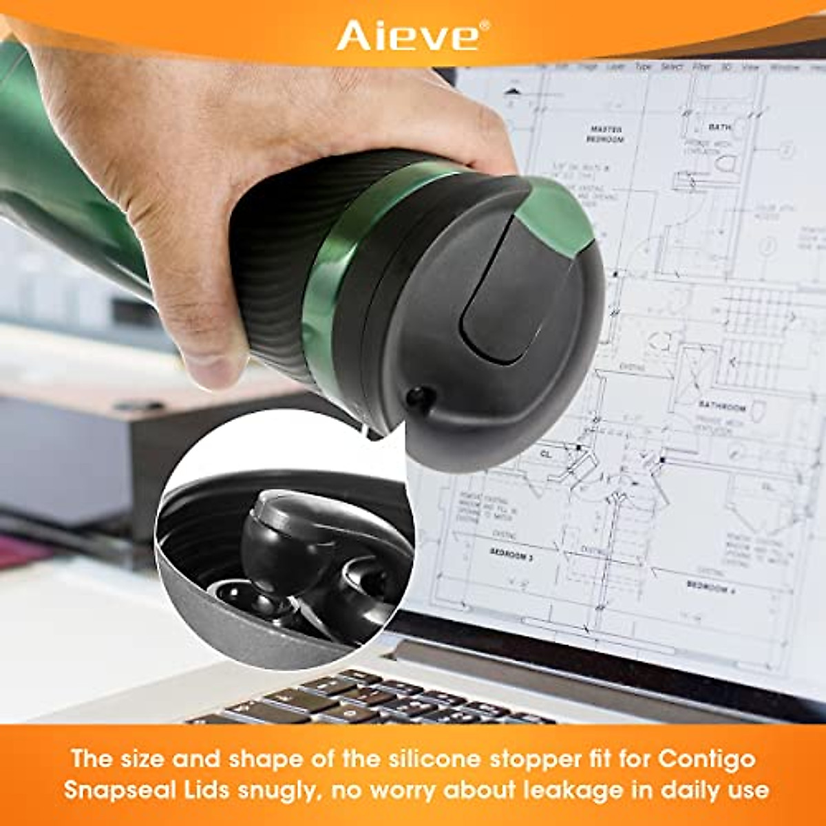 AIEVE Rubber Stopper for Contigo Snapseal Coffee Travel Mug, Rubber Stopper Replacement for Contigo Snapseal Lid(6 Pack)