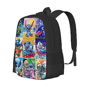 Stitch Cute Backpack Adult Laptop Bag Double Casual Daypack Cartoon Anime Character Classic Basic Lightweight Backpacks Travel Bag Gifts