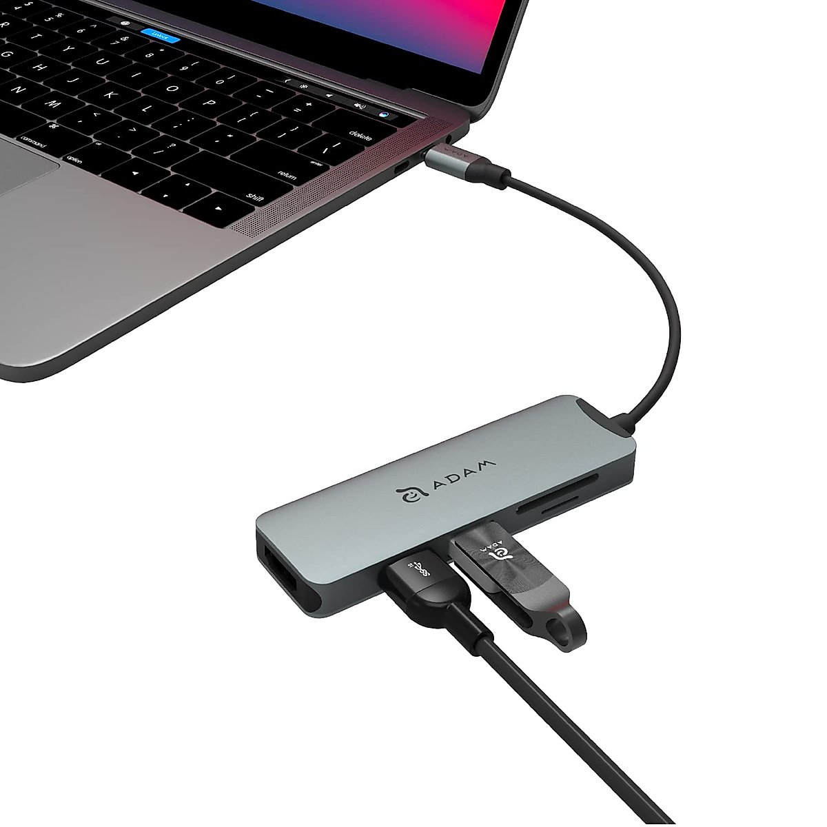 ADAM elements USB-C Gen2 Hub/Laptop Docking Station – CASA Hub A05 5in1 Multiport Adapter for Mac & PC Series - USB-A 3.1 Gen2 x2, HDMI, SD & microSD Card Reader