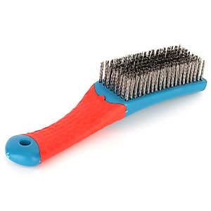 Wire Brush for Metal Paint Removal Steel Wool Scrubber with Handle Rust Stain Remover Tool Metal Bristle Brush for Cleaning Concrete Paint Remover Scrub Brush with Stainless Steel Wire Bristles