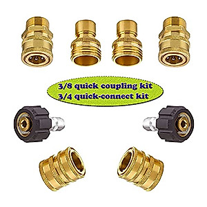 Fachmann Pressure Washer Adapter Set, Quick Disconnect Kit, M22 Swivel to 3/8'' Quick Connect, 3/4" to Quick Release