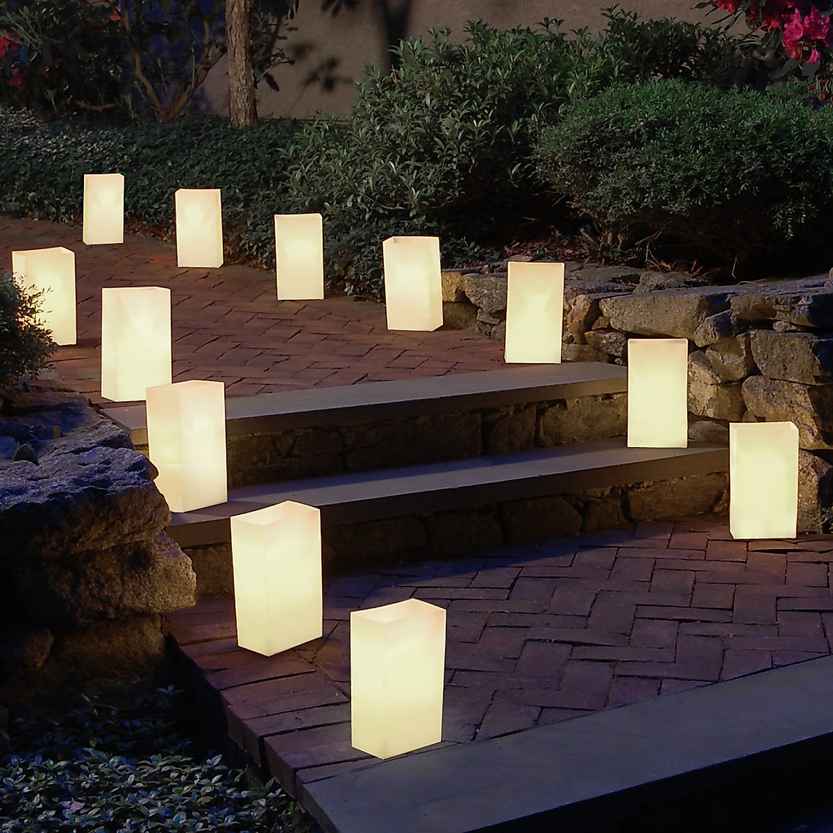 Lumabase 500100 Bags Plastic Luminarias, White