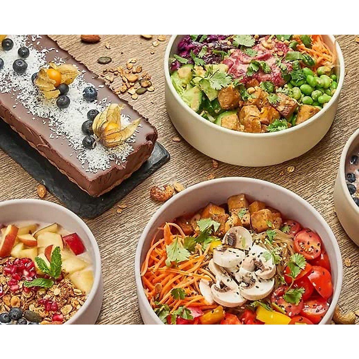 KVK Silicone Food Storage Bowl Large Lunch Container with Leakproof Strap(16.9oz, 25.4oz, 42.3oz) - Reusable for Bento Box, Food Leftover Storage, Meal Prep with Lid - Oven Freezer Safe - Light Grey