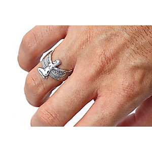 925 Sterling Silver Egyptian Goddess Isis Hathor Sekhmet Winged Ring (8)