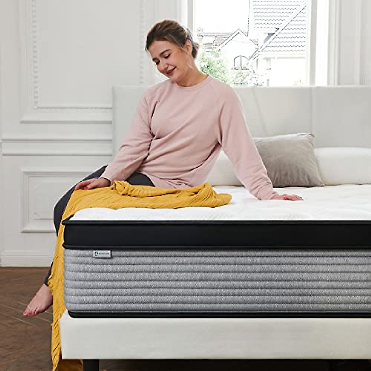 S SECRETLAND Full Mattress, 10 Inch Hybrid Memory Foam Mattress and Individual Pocket Springs,Full Bed in a Box with Pressure Relief and Cooler Cover,Soft Full Size