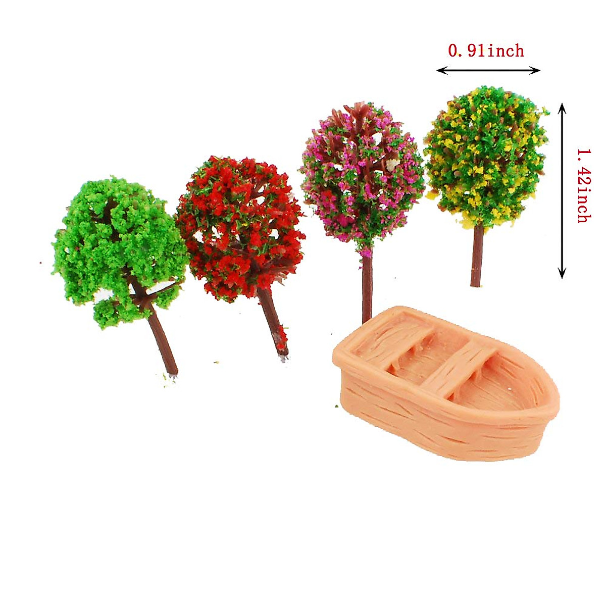 NW 30pcs Mini Colorful 1.41inch Model Trees Model Train Scenery Architecture Trees Model Scenery with No Stands