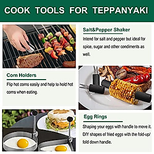 Grilljoy 46PC Griddle Accessories Set with Robust Plastic Handle, All-in-One Griddle Tools Kit for Flat Top Grills Teppanyaki Hibachi, Stainless Steel Grill Spatula Kit for Outdoor Camping Grilling