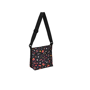 LeSportsac Stay True Small Hobo Crossbody Handbag, Style 3709/Color E481, Empowering Pop Art Style Words w Tie-Dye Effect: Be You, Stay True, Shine, Self Love Club + Colorful Hearts