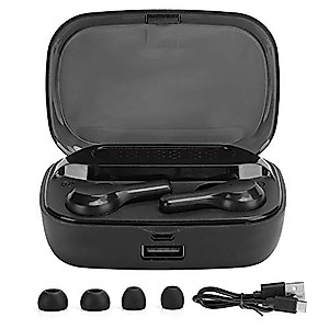 Zopsc Digital Display Bluetooth Earphone IPX4 Life Grade Waterproof Black Wireless Earbuds Intelligent in-Ear Sports Headphone(Black)