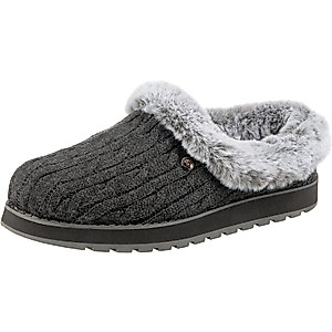 Skechers BOBS Women's Keepsakes - Ice Angel Slipper, Charcoal, 6.5 M US